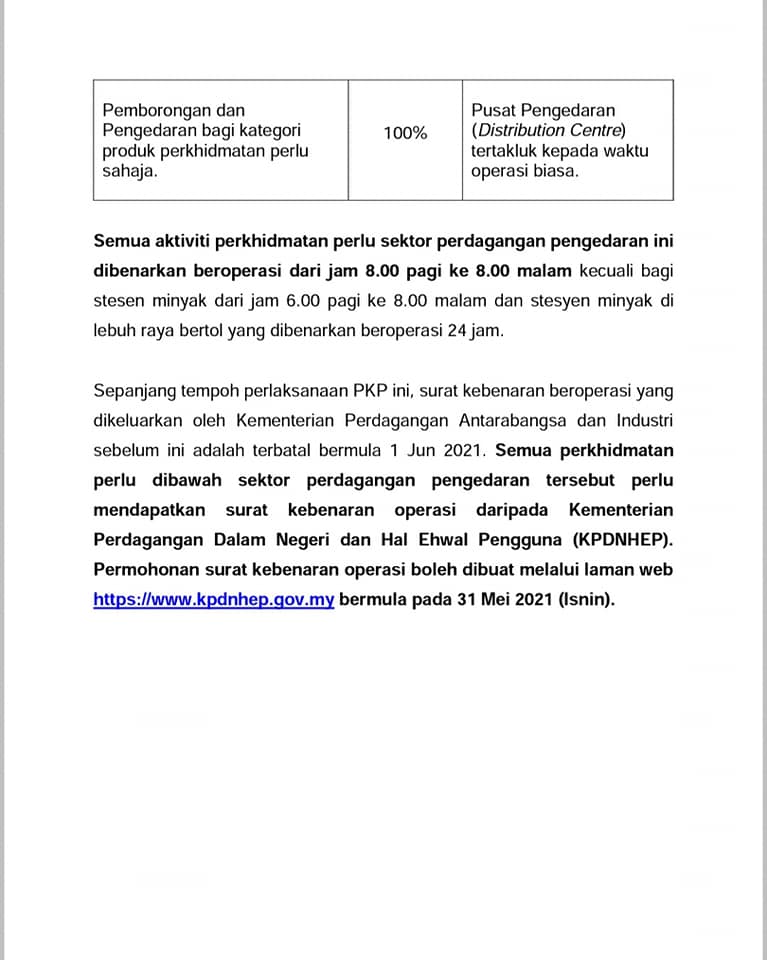 Permohonan Kebenaran Operasi Premis KPDNHEP Semasa PKP 3.0
